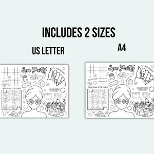 Spa Party Activity Placemat Printable Spa Party Coloring Placemat ...