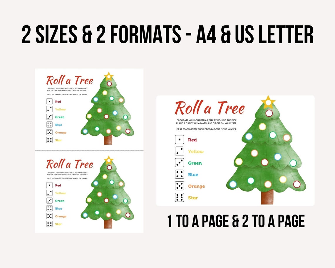 Christmas Roll A Tree Game, Christmas Dice Roll Game, Roll A Christmas ...