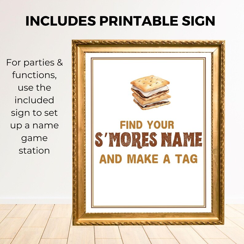 What's Your Smores Name Party Game Printable S'mores Game Dragon Name ...