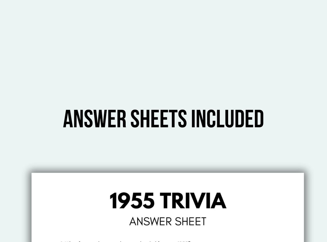 1955 Trivia Game Printable 70th Birthday Games Born in 1955 Game ...