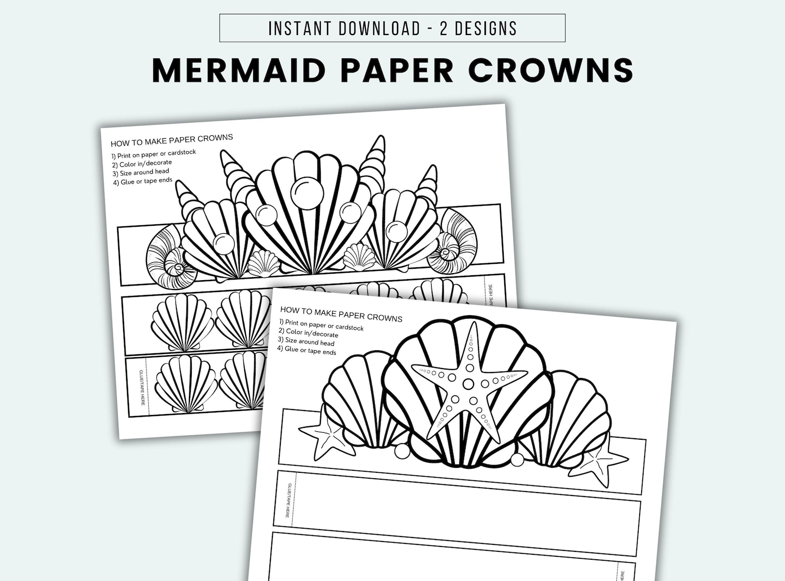 Mermaid Paper Crown Printable Mermaid Paper Crown Mermaid Coloring ...