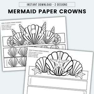 Mermaid Paper Crown Printable Mermaid Paper Crown Mermaid Coloring ...