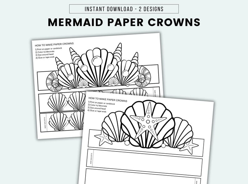 Mermaid Paper Crown Printable Mermaid Paper Crown Mermaid Coloring ...