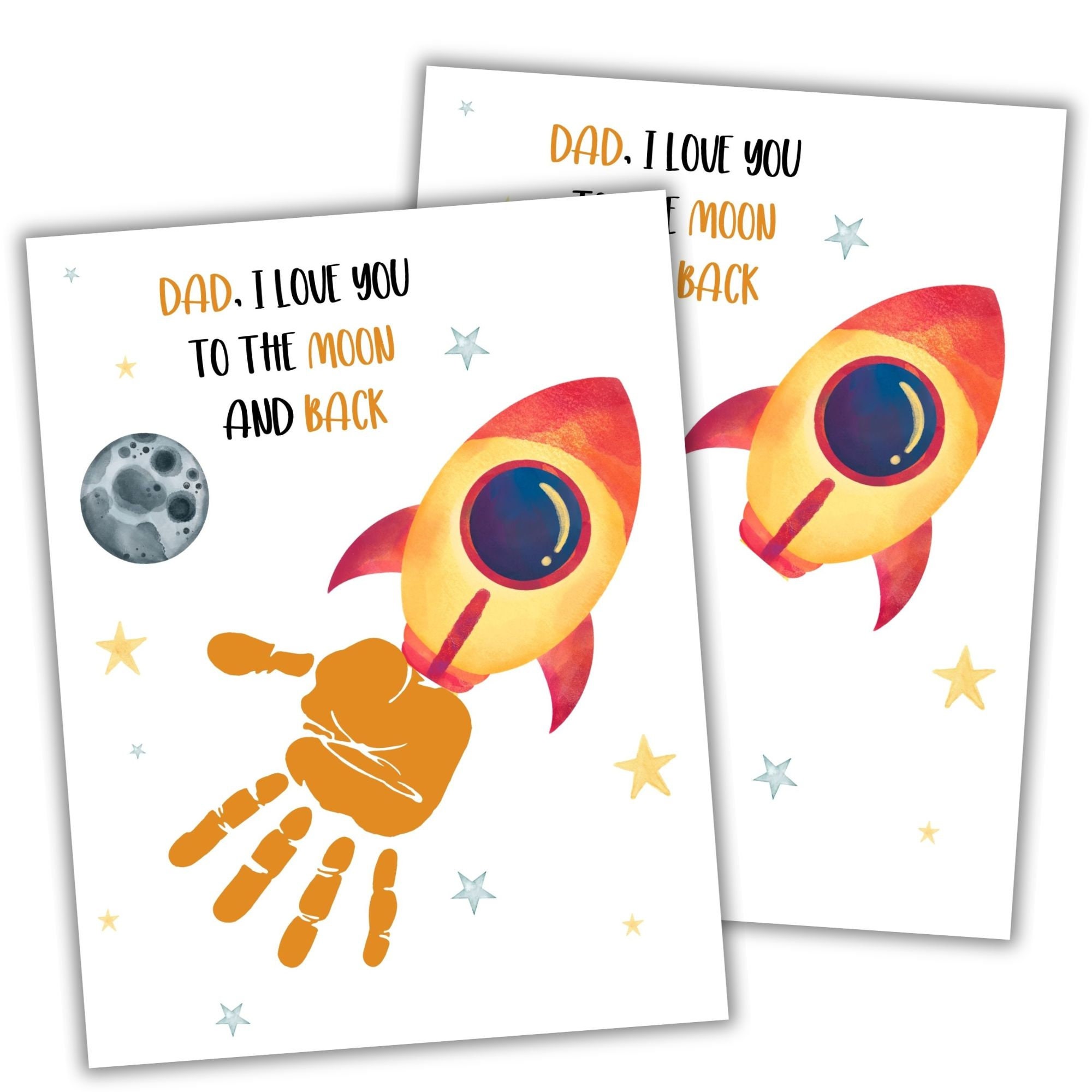 Father's Day Handprint Art Printable Love You to the Moon Rocket ...