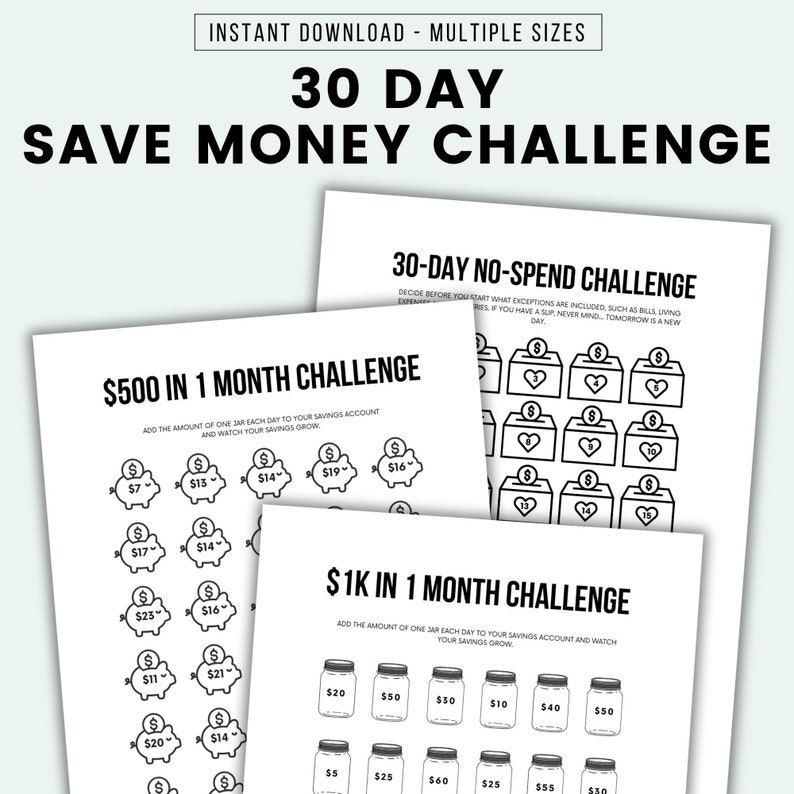30 Day No Spend Challenge Printable No Spend Tracker 30 Day Savings ...