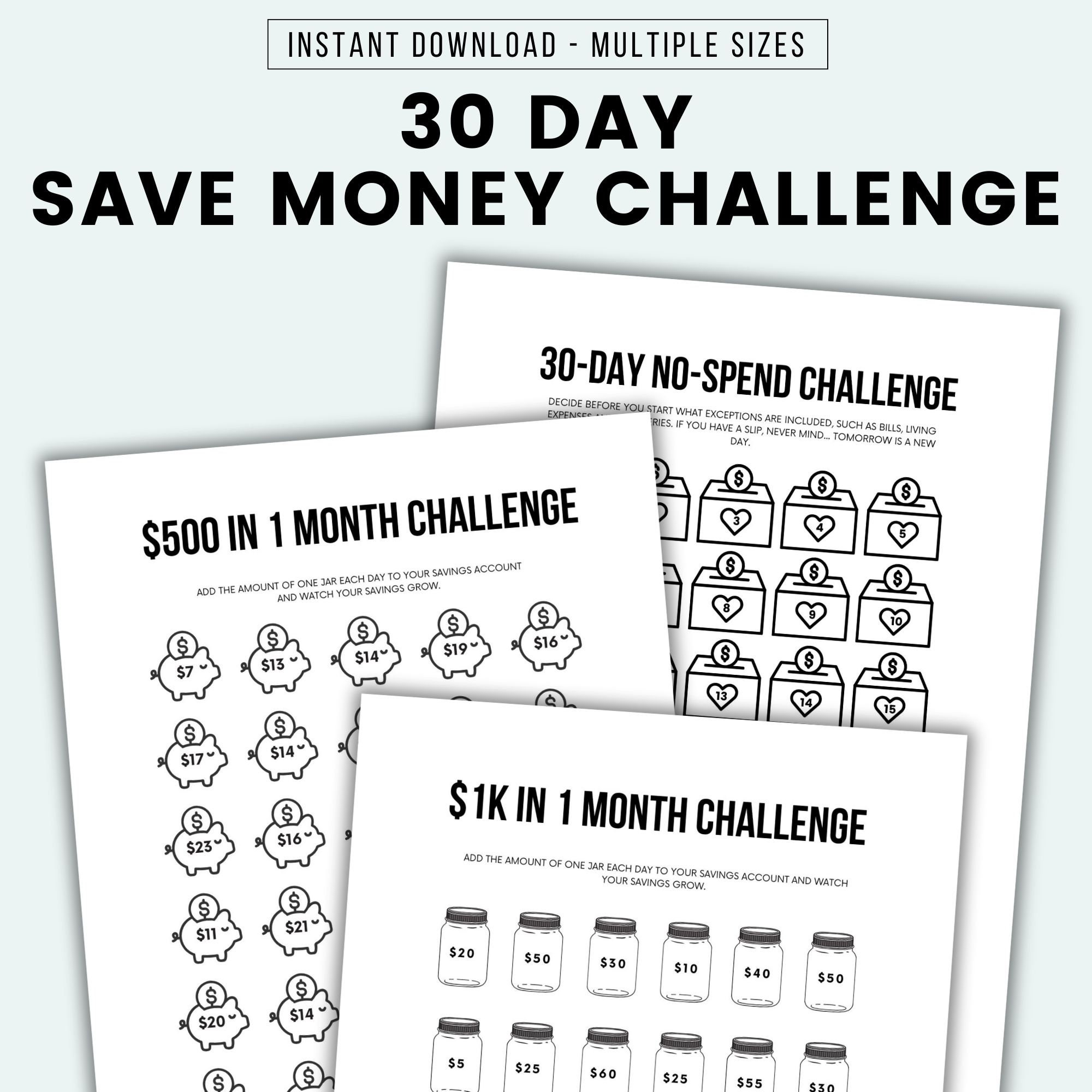 30 Day No Spend Challenge Printable No Spend Tracker 30 Day Savings ...