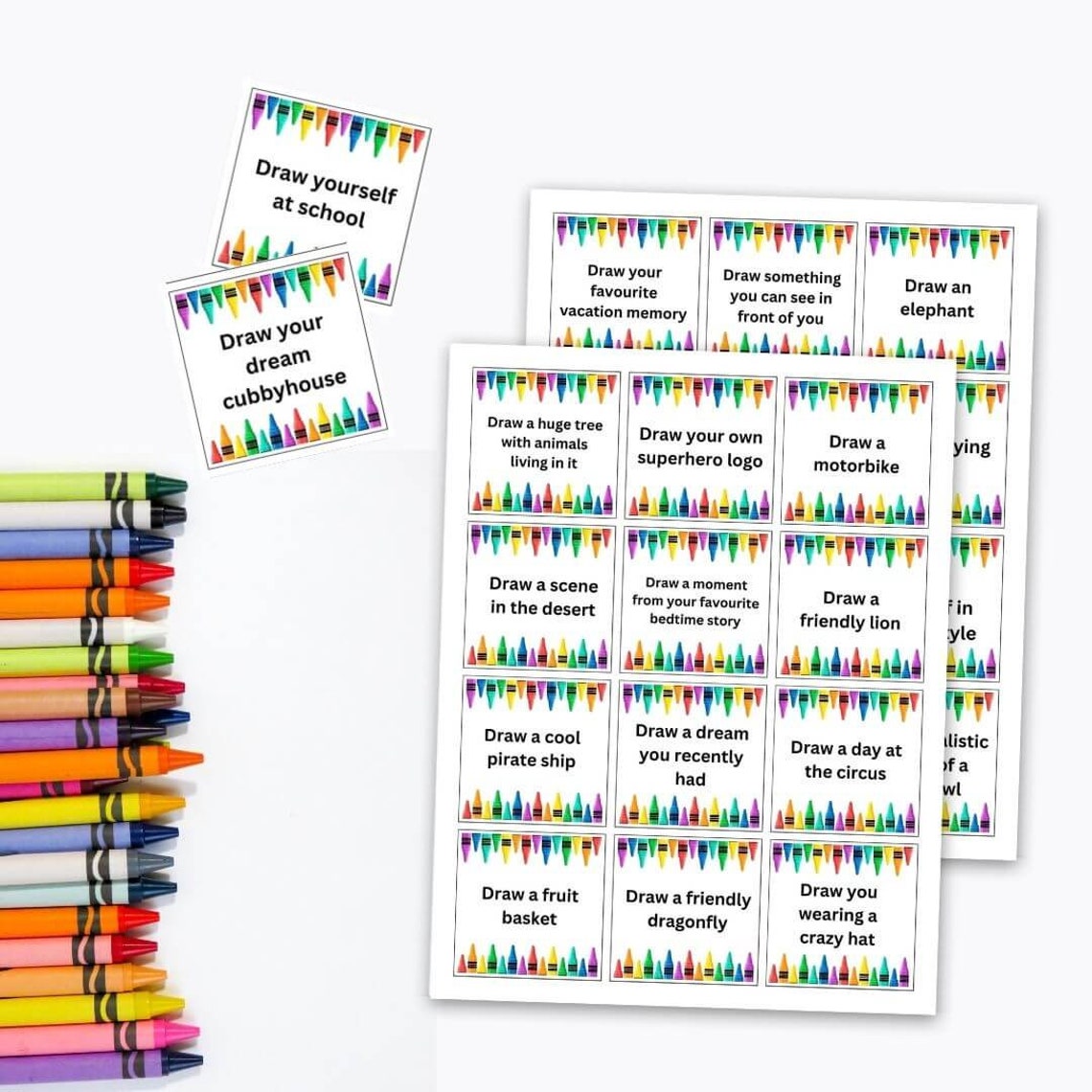 Drawing Prompts for Kids Printable Drawing Prompt Cards Drawing Ideas ...