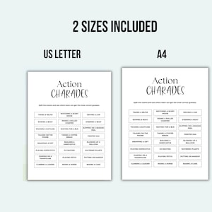 Action Charades Game Printable Charades for Kids Charades Cards ...