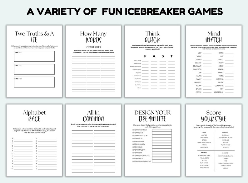 Icebreaker Games Office Party Games Printable Team Building Games ...