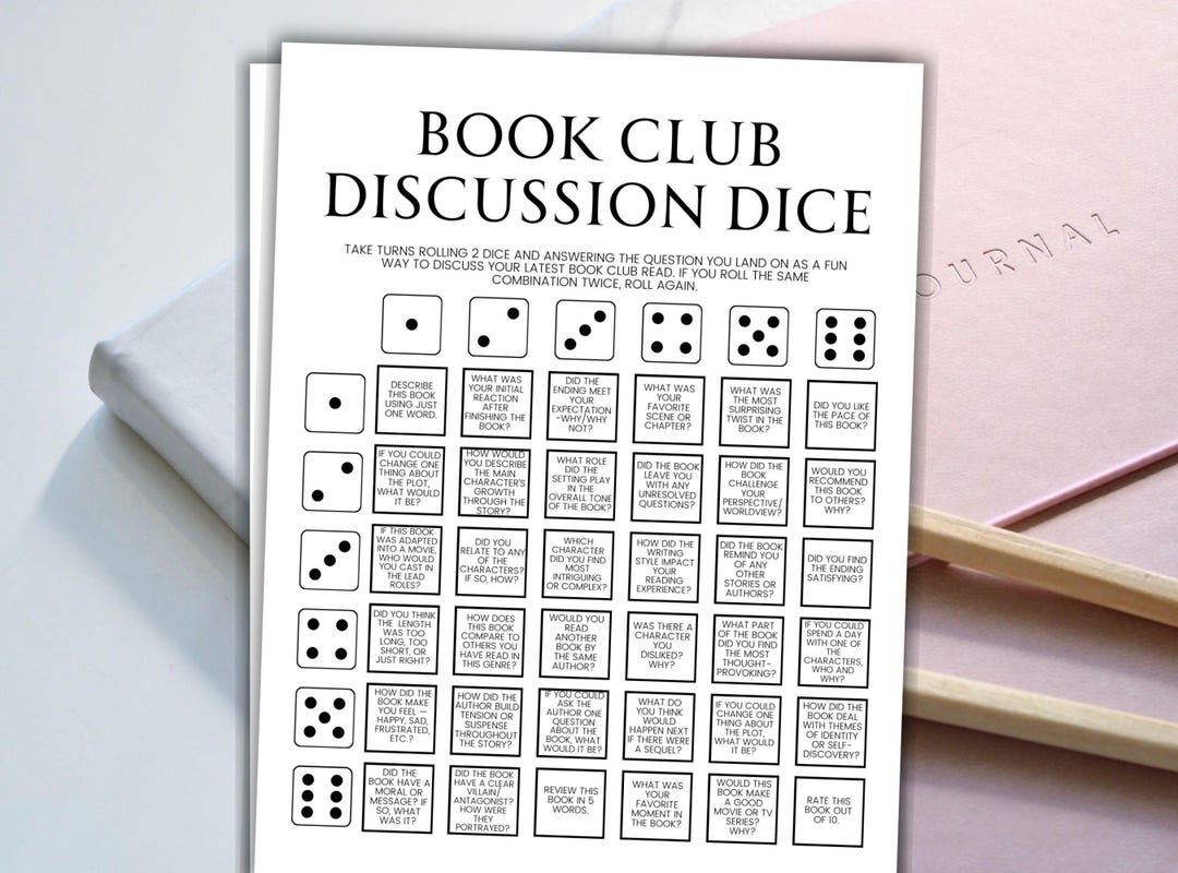 Book Club Dice Game Book Club Game Printable Book Club Icebreaker Book ...