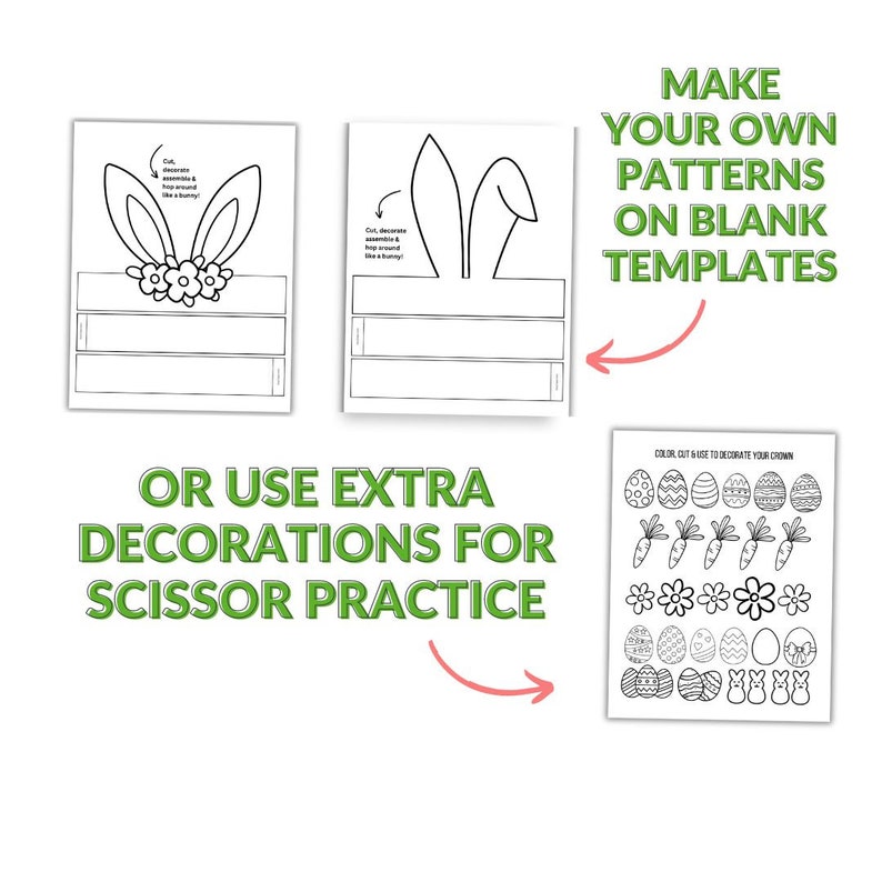 Easter Bunny Paper Crown Printable Bunny Ears Paper Crowns Easter Paper ...