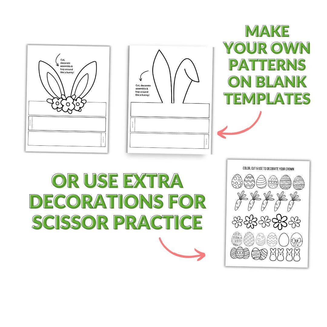 Easter Bunny Paper Crown Printable Bunny Ears Paper Crowns Easter Paper ...