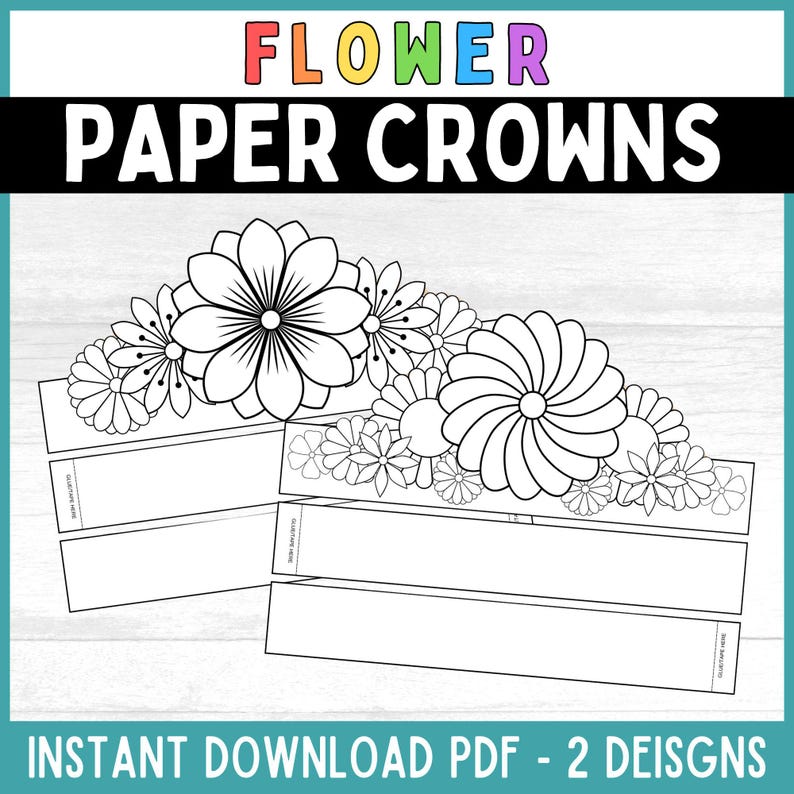Flower Paper Crown Printable Flower Crown Floral Crown Coloring ...