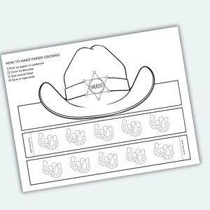 Cowboy Hat Paper Crown Printable Paper Crown Cowboy Hat Coloring Paper ...