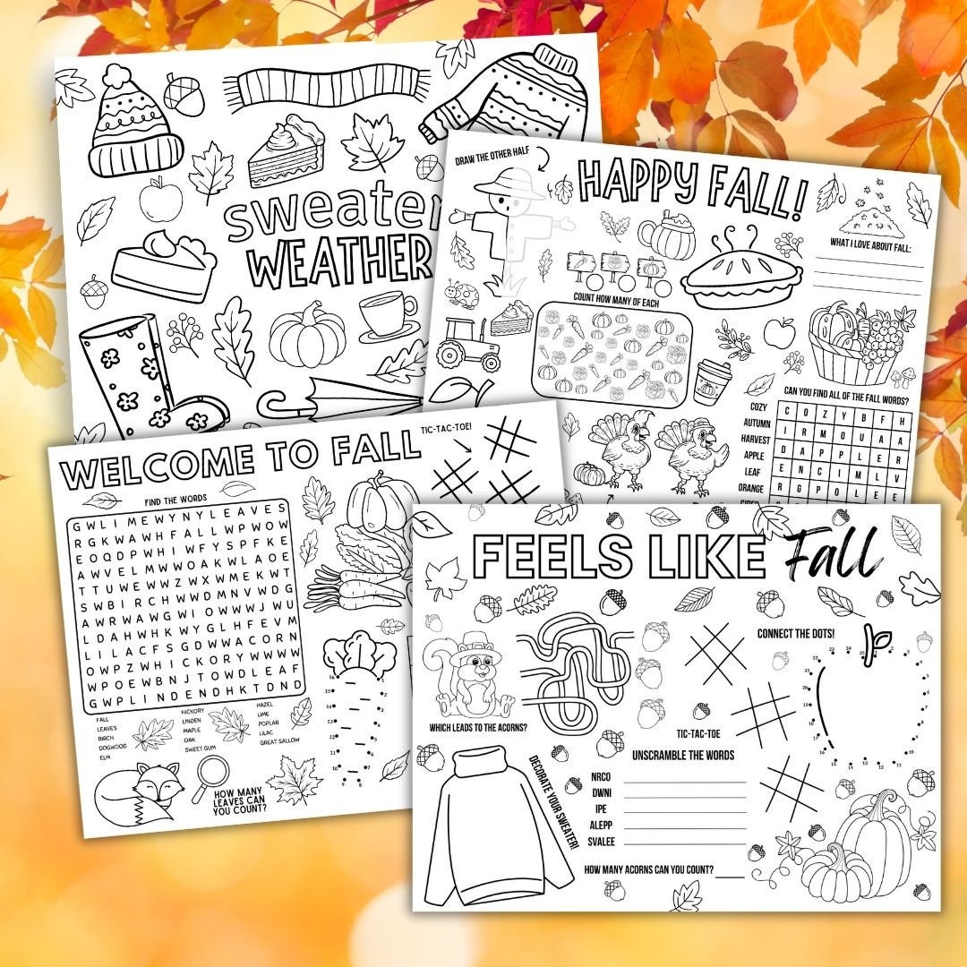 Printable Fall Coloring Pages Placemat