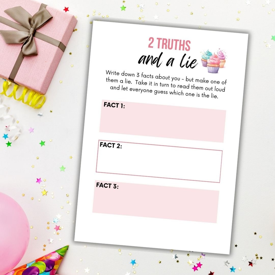 2 Truths and A Lie Party Game for Teens Printable Party Games Two ...