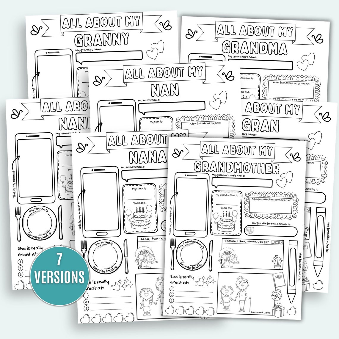 All About My Grandmother Bundle Printable All About My Grandma ...