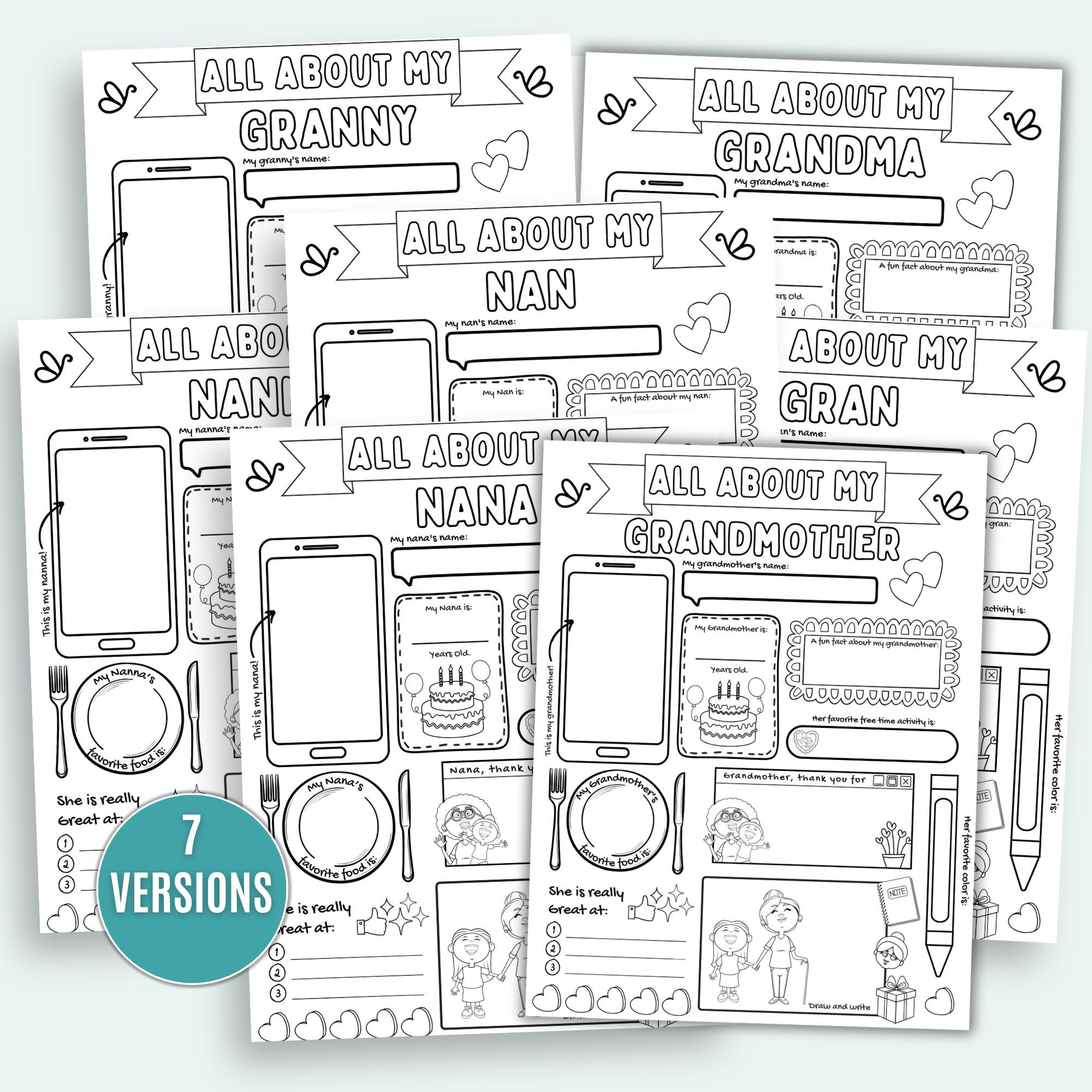 All About My Grandmother Bundle Printable All About My Grandma ...