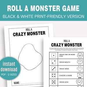 Halloween Draw A Monster Game, Printable Halloween Game for Kids ...