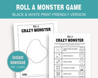 Roll a Monster Game for Kids, Halloween Dice Game Children, Party Game ...
