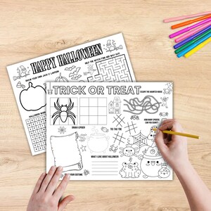 Halloween Activity Placemat Printable Halloween Coloring Placemats ...