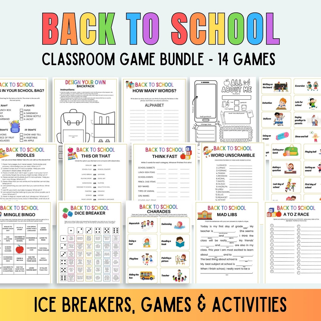 Back to School Games Bundle Printable Ice Breaker for Classroom First ...