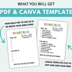Summer Rules Screentime Rules Printable Summer Schedule Daily Summer ...