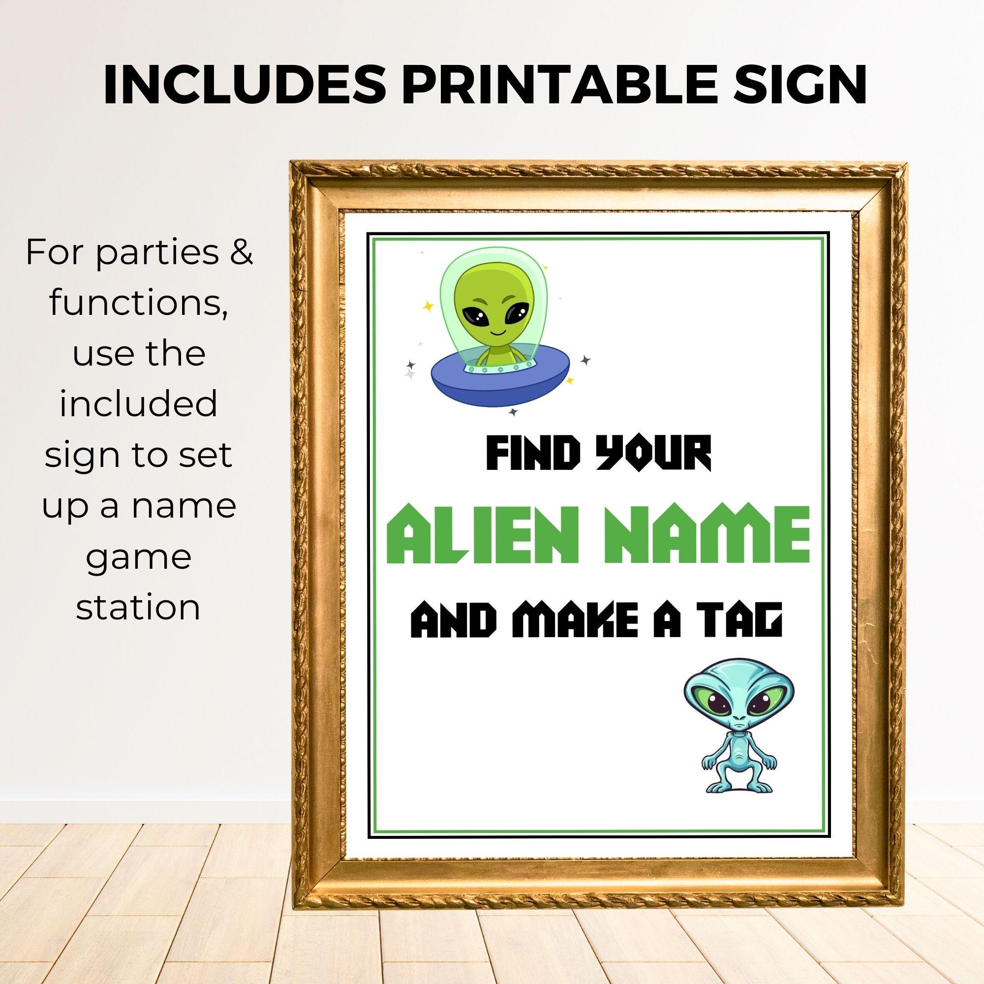 What's Your Alien Name Party Game Printable Alien Party Game Alien Name ...