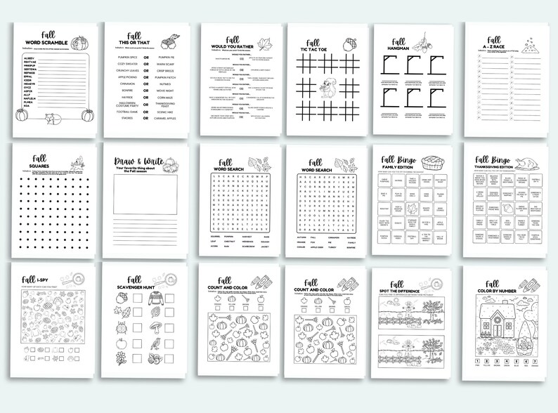 Fall Activity Bundle Printable Fall Kids Activities Autumn Activities ...