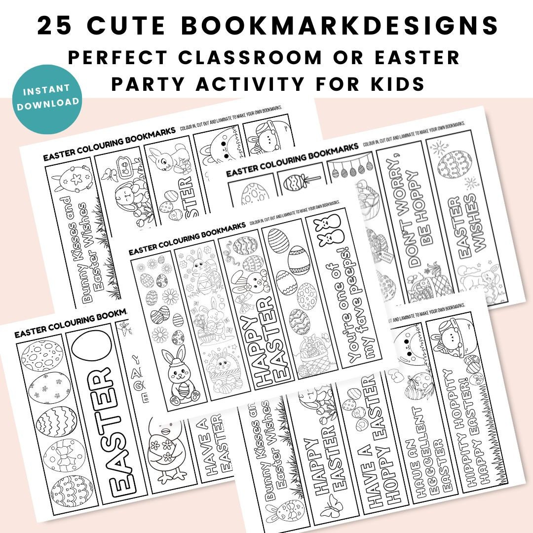 Easter Coloring Bookmarks Printable Easter Bookmarks for Kids Easter ...