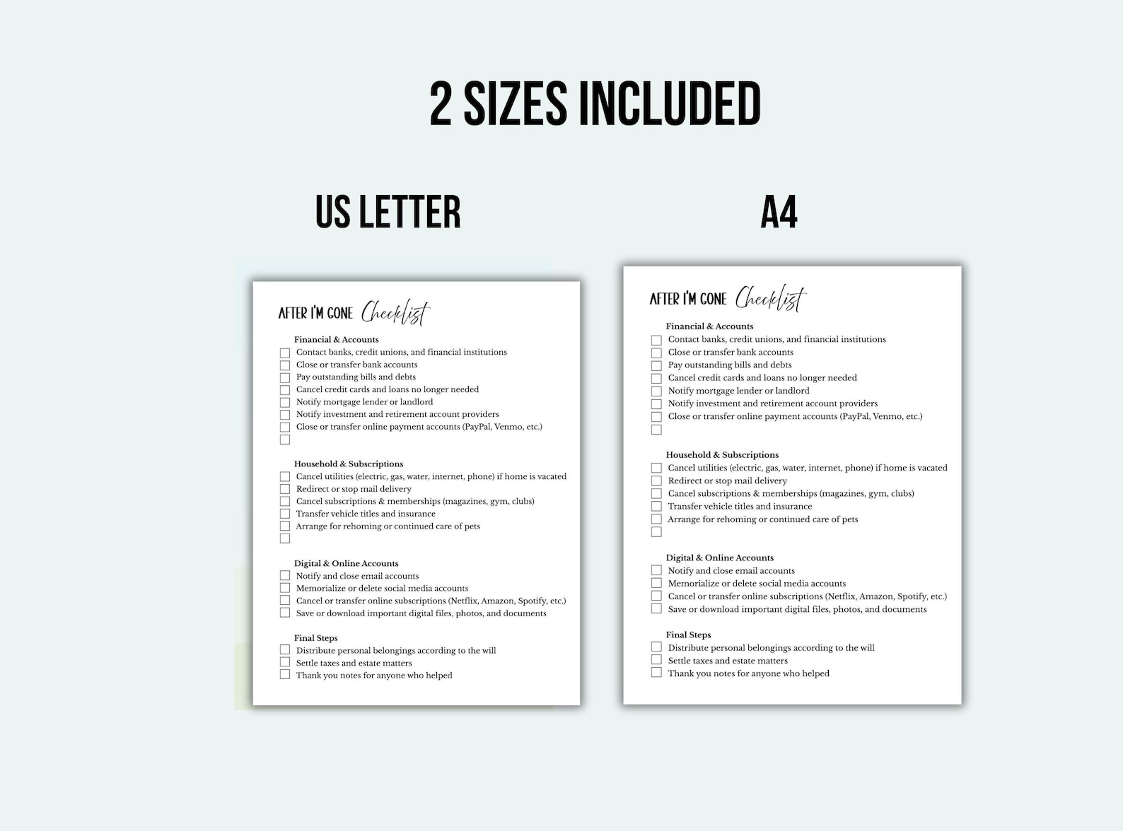 End of Life Checklist Death Checklist End of Life Planner Printable ...
