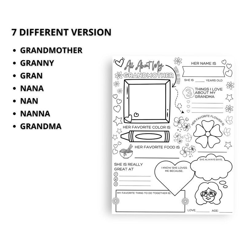 All About My Grandma Bundle Grandparent's Day Activity Printable All ...