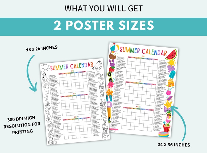 Printable Summer Calendar 2025 Summer Activities Calendar Summer ...