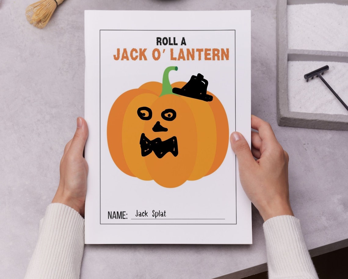 Halloween Roll A Jack O' Lantern Game, Printable Halloween Game for ...