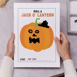 Halloween Roll A Jack O' Lantern Game, Printable Halloween Game for ...