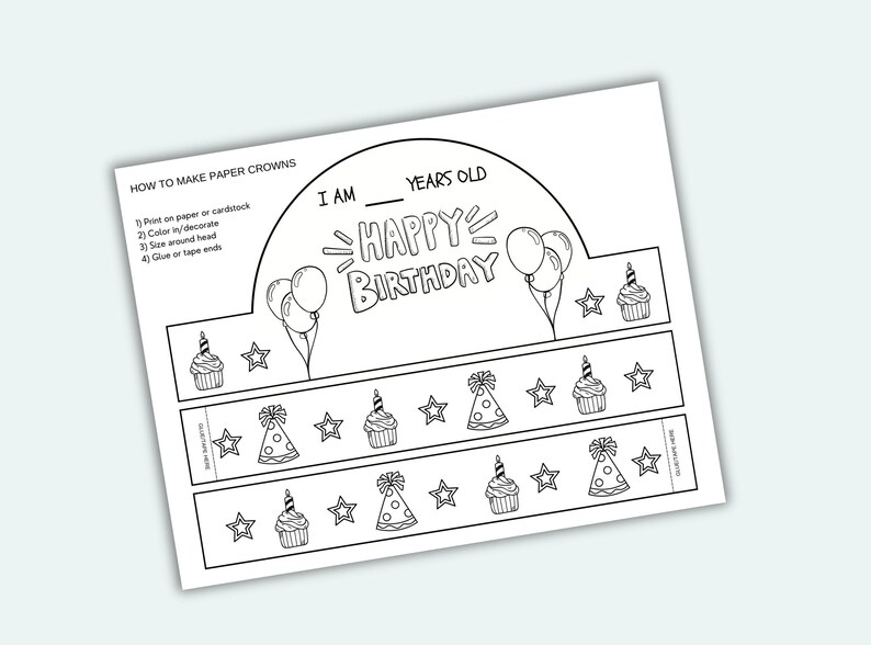 Birthday Paper Crown Printable Birthday Crowns Birthday Headband ...