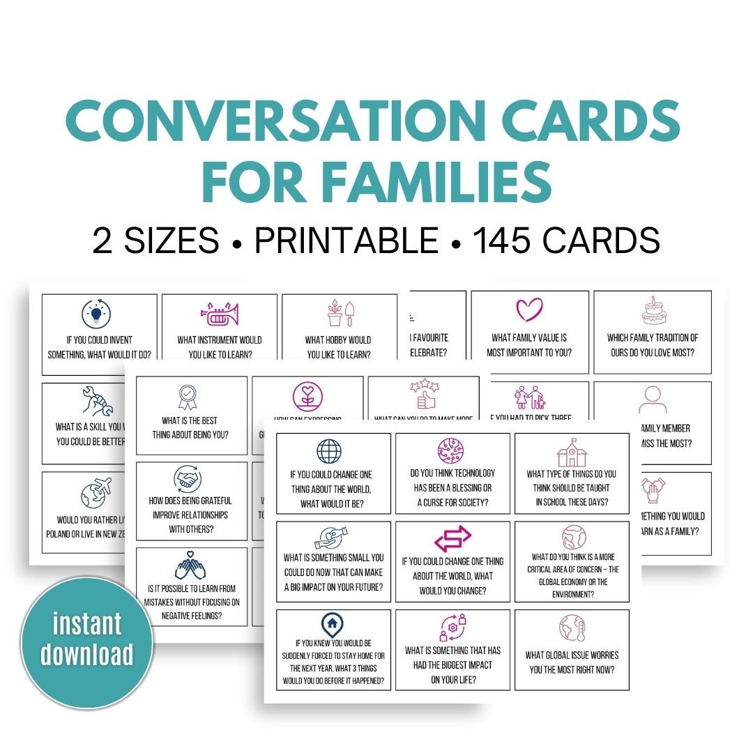 Family Question Cards, Family Conversation Cards, Conversation Starters ...