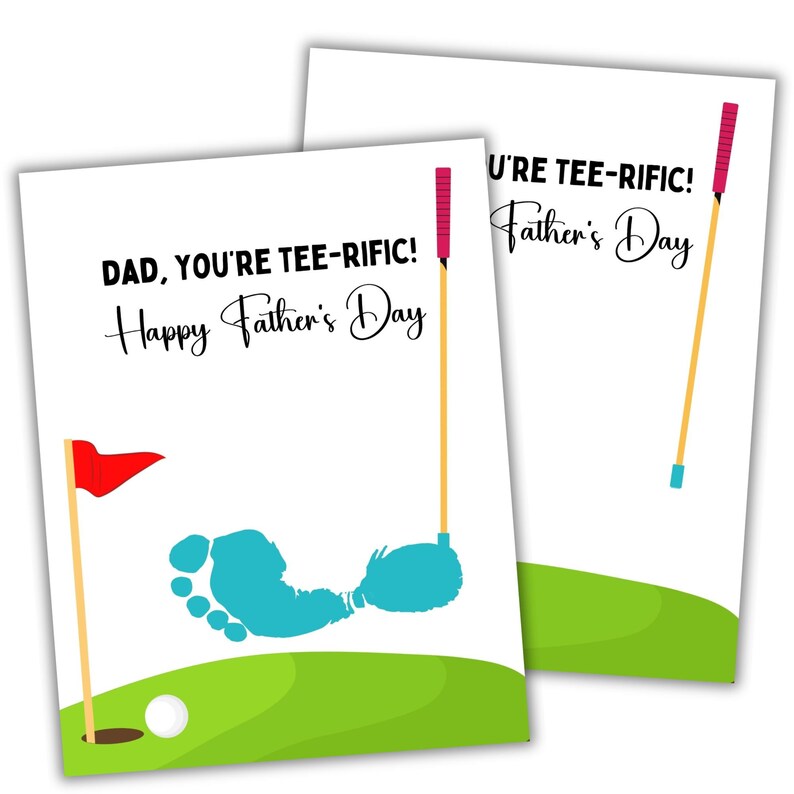 Father's Day Handprint Art Printable Father's Day Golf Card for Dad ...