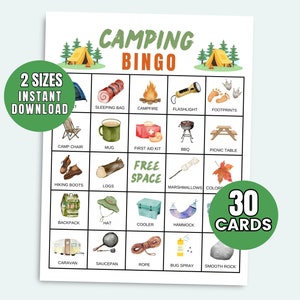 Camping Bingo Game Printable Camping Games Camp Bingo Camping Classroom ...