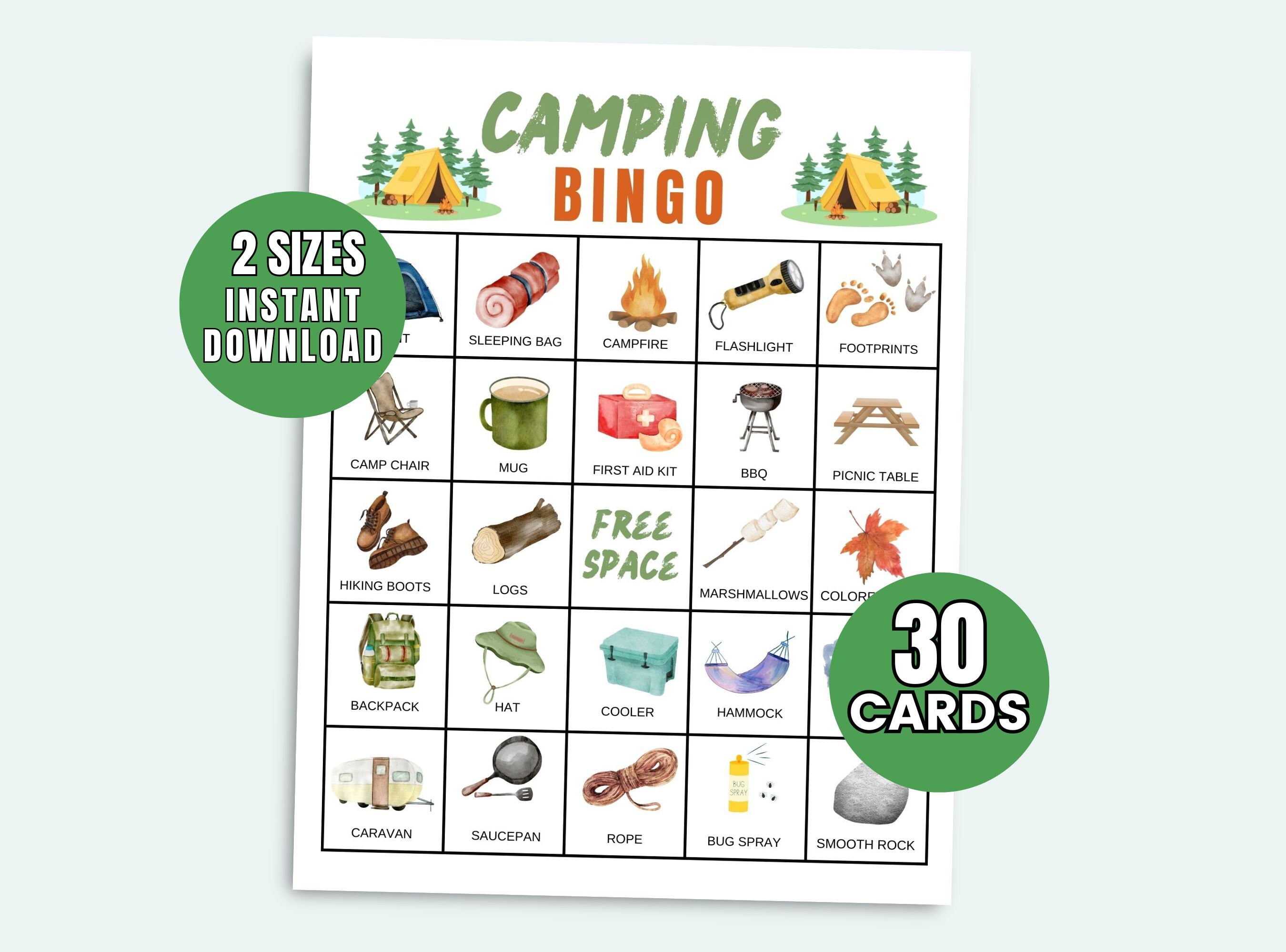 Camping Bingo Game Printable Camping Games Camp Bingo Camping Classroom ...