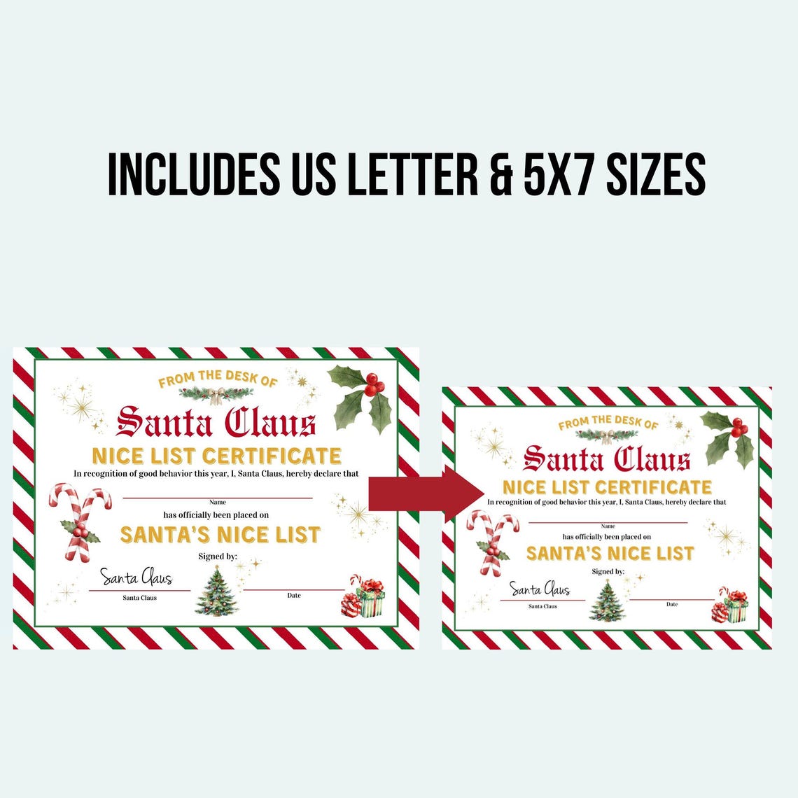 Christmas Nice List Certificate Santa Claus Note Editable Nice List ...