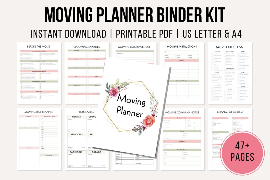Moving Planner Printable Moving Binder Moving Checklist Moving ...