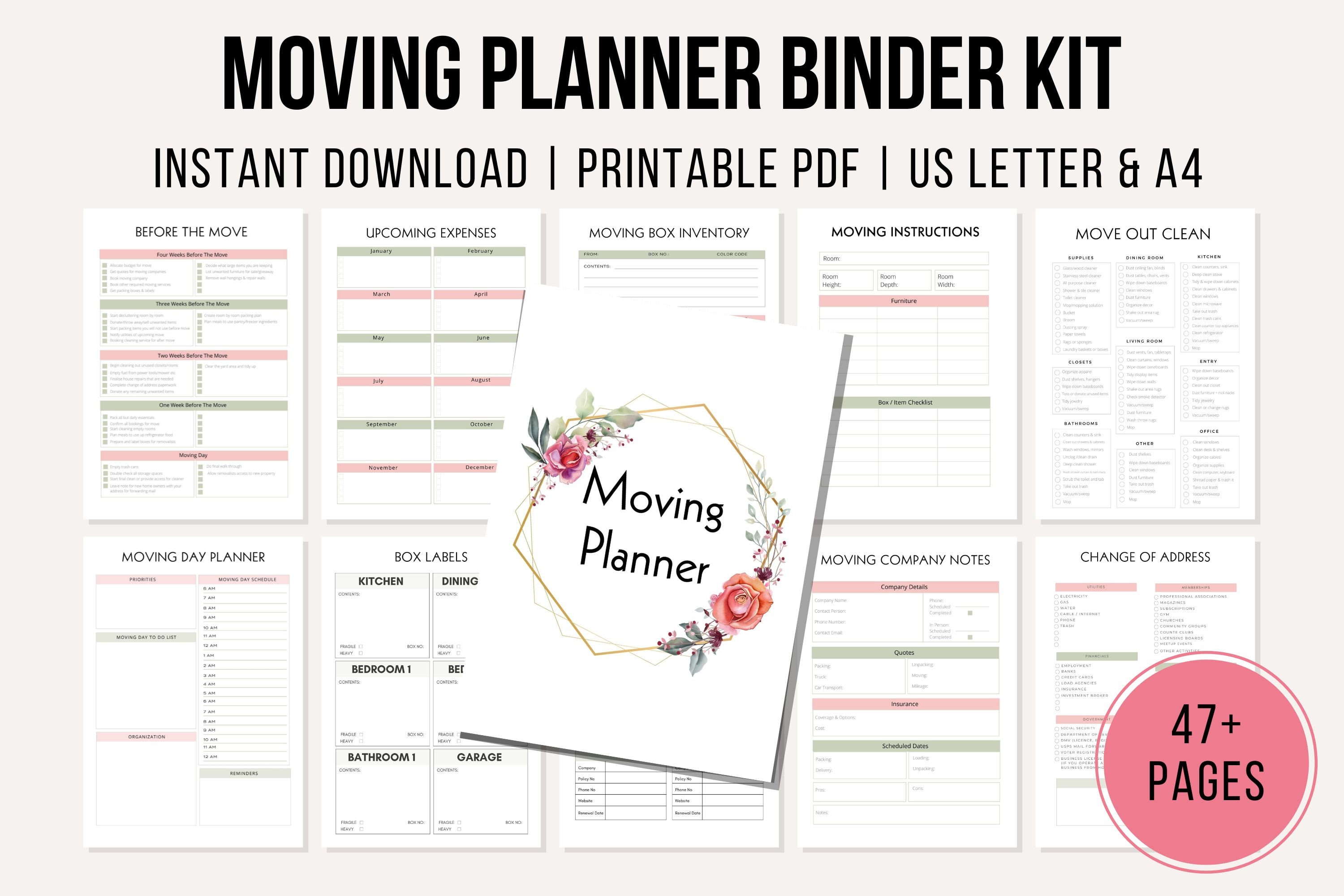 Moving Planner Printable Moving Binder | Moving Checklist | Moving ...