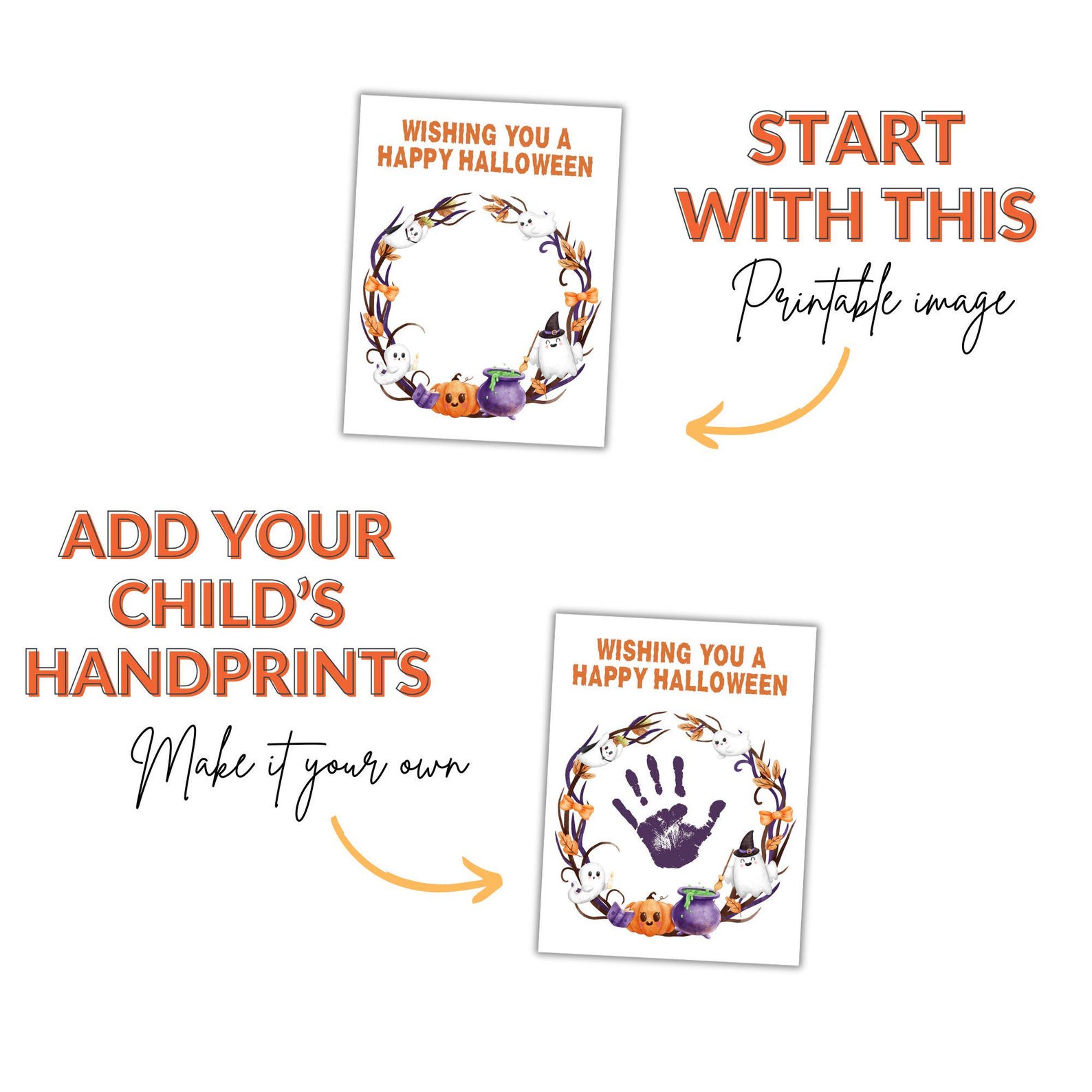Happy Halloween Handprint Craft Activity Printable Halloween Handprint ...