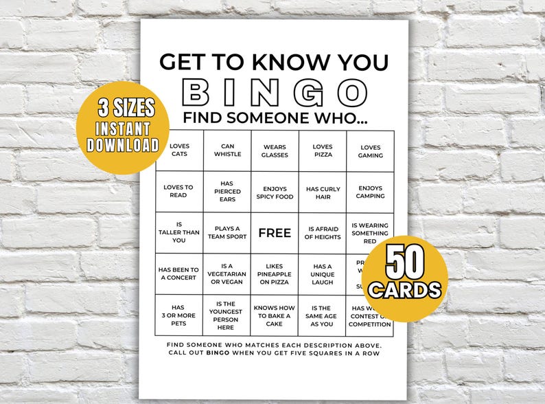 Get to Know You Bingo Cards Printable Find Someone Who Game Ice Breaker ...