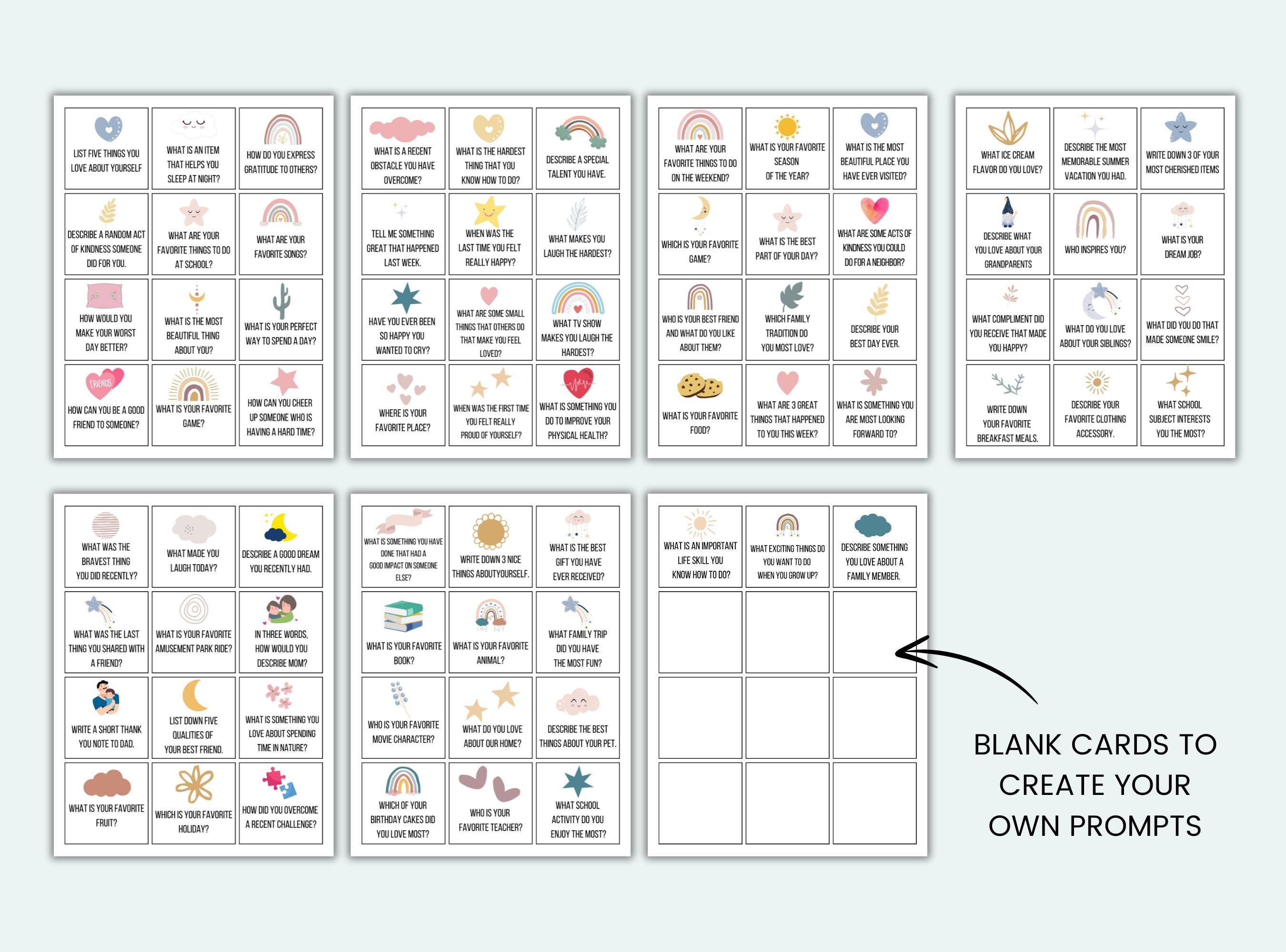 Gratitude Prompts for Kids Printable Gratitude Questions for Kids ...