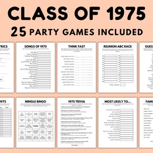 50th Reunion Games Printable Class of 1975 Games Graduated in 1975 ...
