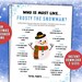 Who is Most Like Frosty the Snowman Game Printable Christmas Game ...
