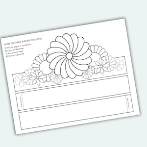 Flower Paper Crown Printable Flower Crown Floral Crown Coloring ...