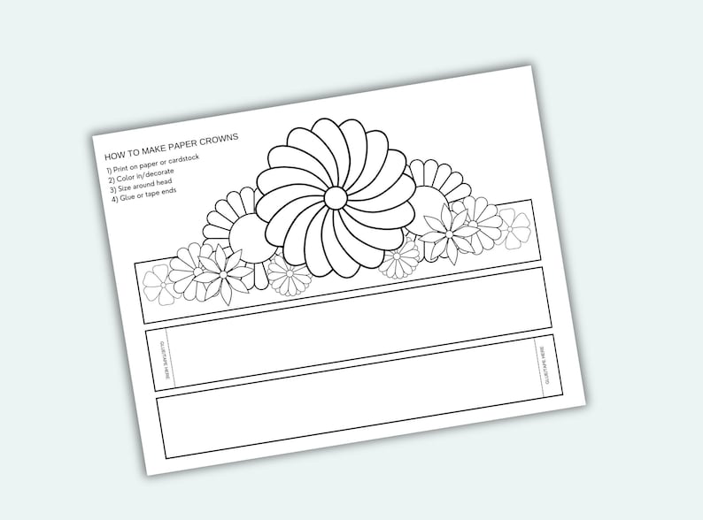 Flower Paper Crown Printable Flower Crown Floral Crown Coloring ...